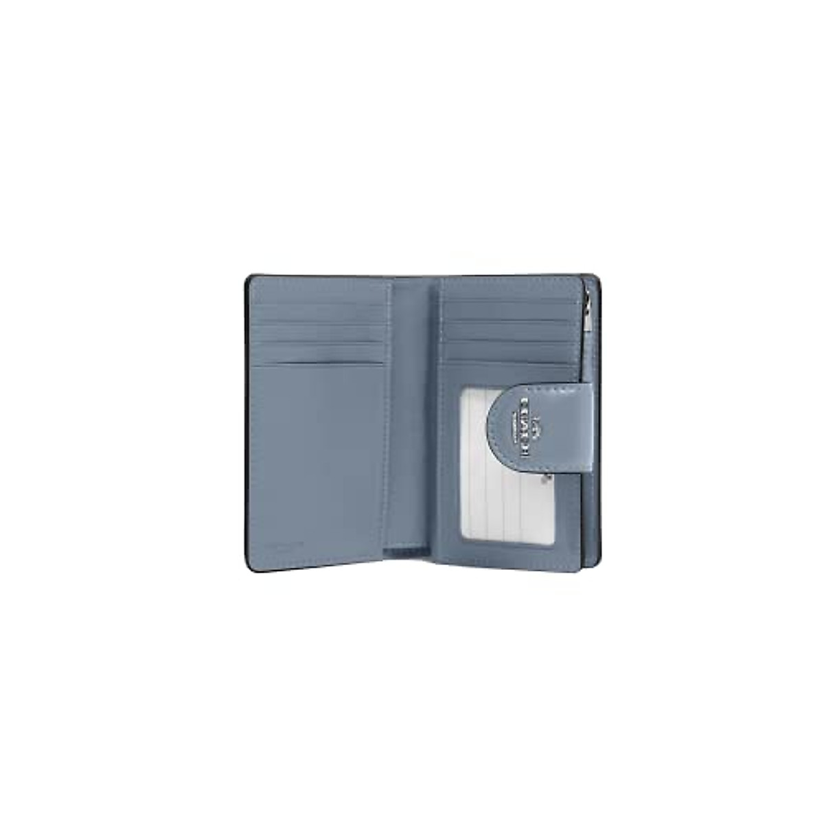 Coach Signature Medium Corner Zip Wallet in Coated Canvas Khaki Marble Blue