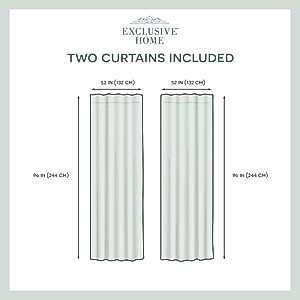 Exclusive Home Catarina Layered Solid Room Darkening Blackout and Sheer Hidden Tab/Rod Pocket Top Curtain Panel Pair, 52"x96", Cloud Grey, Set of 2
