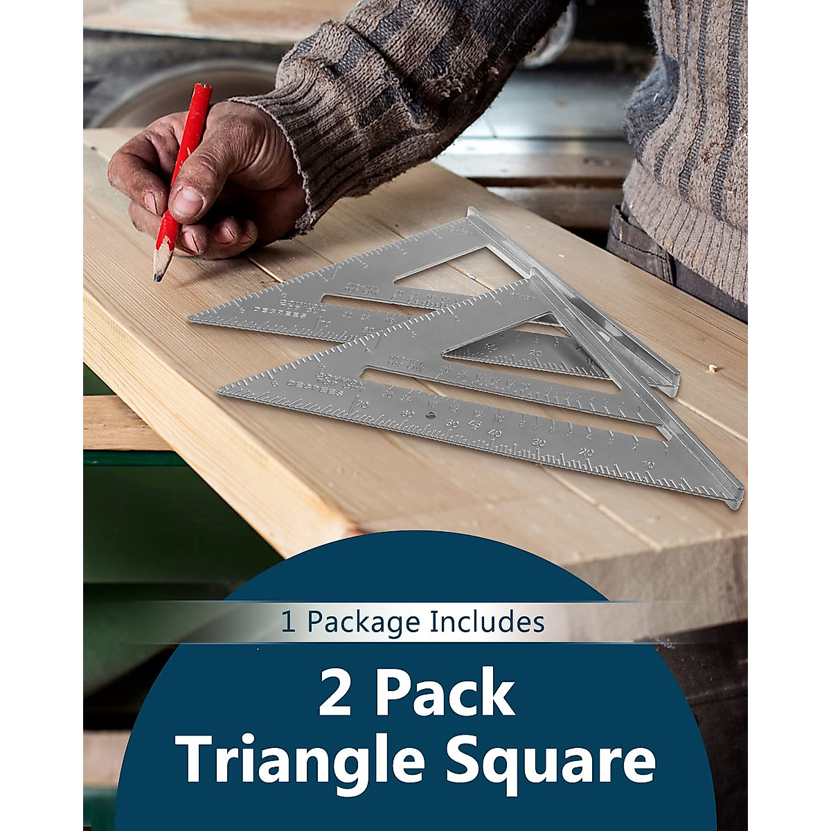 Rafter Square 2 Packs 7 Inch Carpentry Tools Aluminum Alloy Die-Casting Carpenter Square