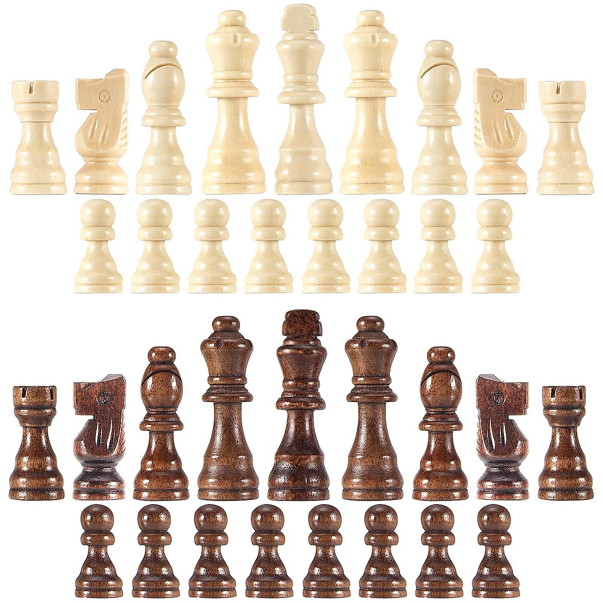 AMEROUS Wooden Chess Pieces Only, 32 Pieses / 3.05" King/Storage Bag/Gift Package, Standard Tournamen Staunton Wood Chessmen for Chessboard, Replacement of Missing Pieces