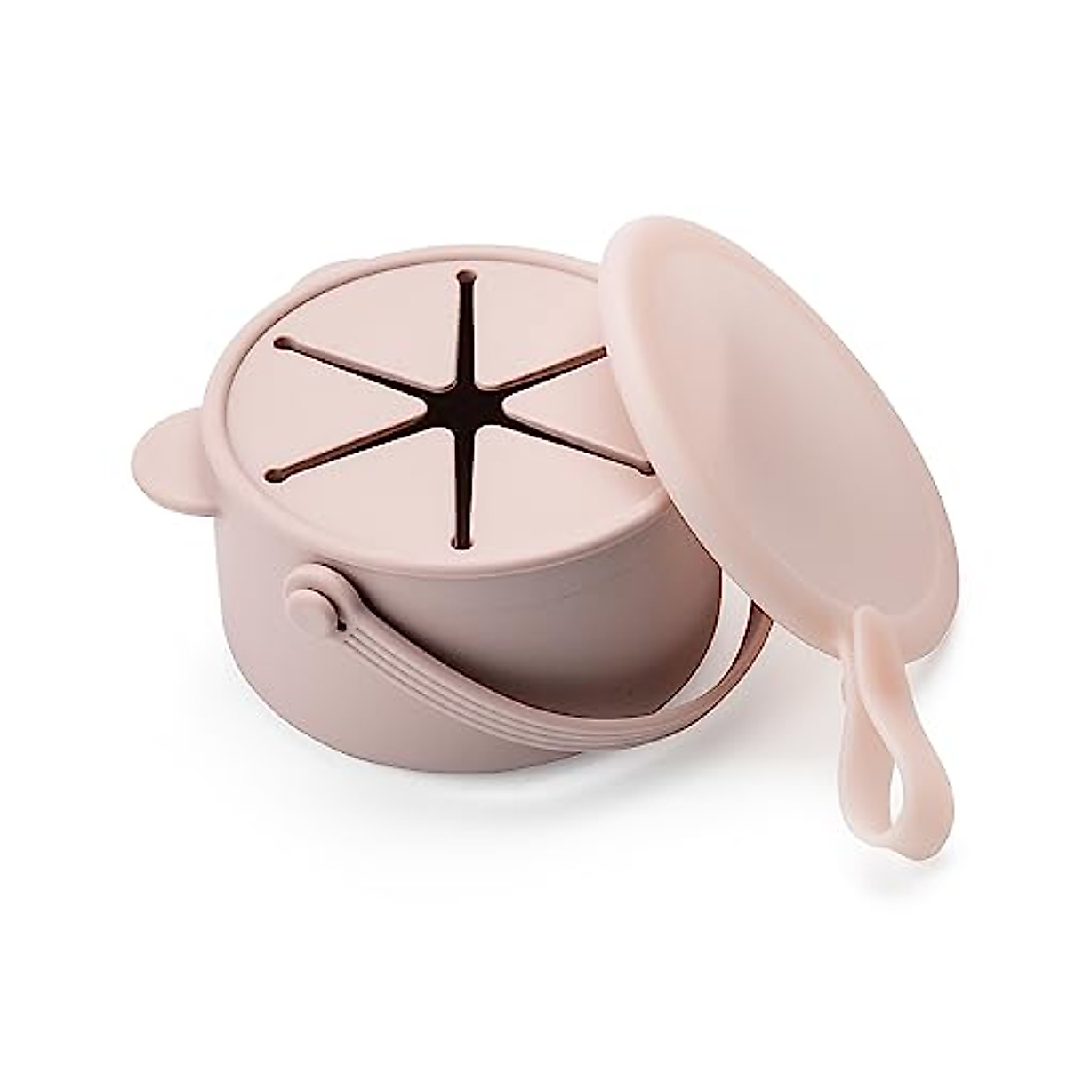 Silicone No Spill Snack Cups for Toddlers – Portable Baby Snack Cup Containers with Dustproof Lid – Dishwasher-Friendly Toddler Spill Proof Cups Without BPA, Lead, or Phthalates – Pink and Lilac