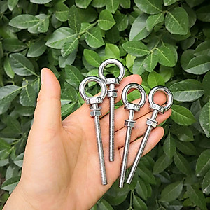 JY-Marnie M6 Lifting Shoulder Eye Bolt Long Shanks Stainless Steel Marine Bolts 6mmx98mm Heavy Duty Eyebolts,4Pack