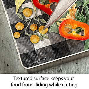 CounterArt Sunflower Fields Decorative 3mm Heat Tolerant Tempered Glass Cutting Board 10” x 8” Manufactured in the USA Dishwasher Safe