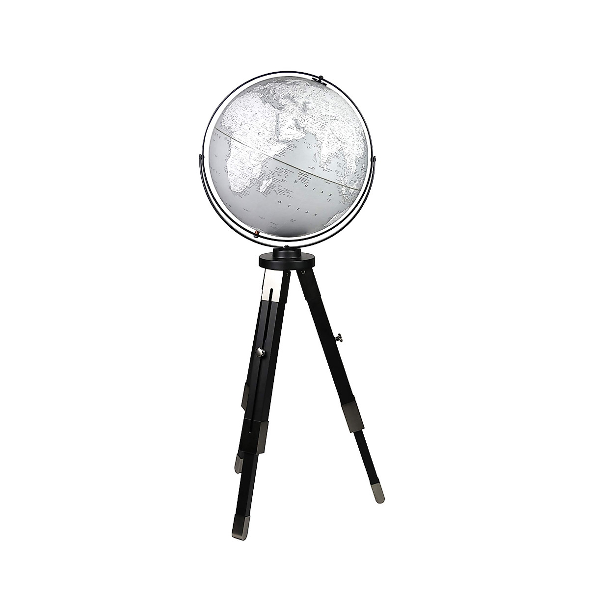 Replogle Willston - Gray Globe with Black Metal Tripod Stand, Adjustable Height, Floor globe, Detailed, Up-to-Date Cartography(16"/40cm diameter)