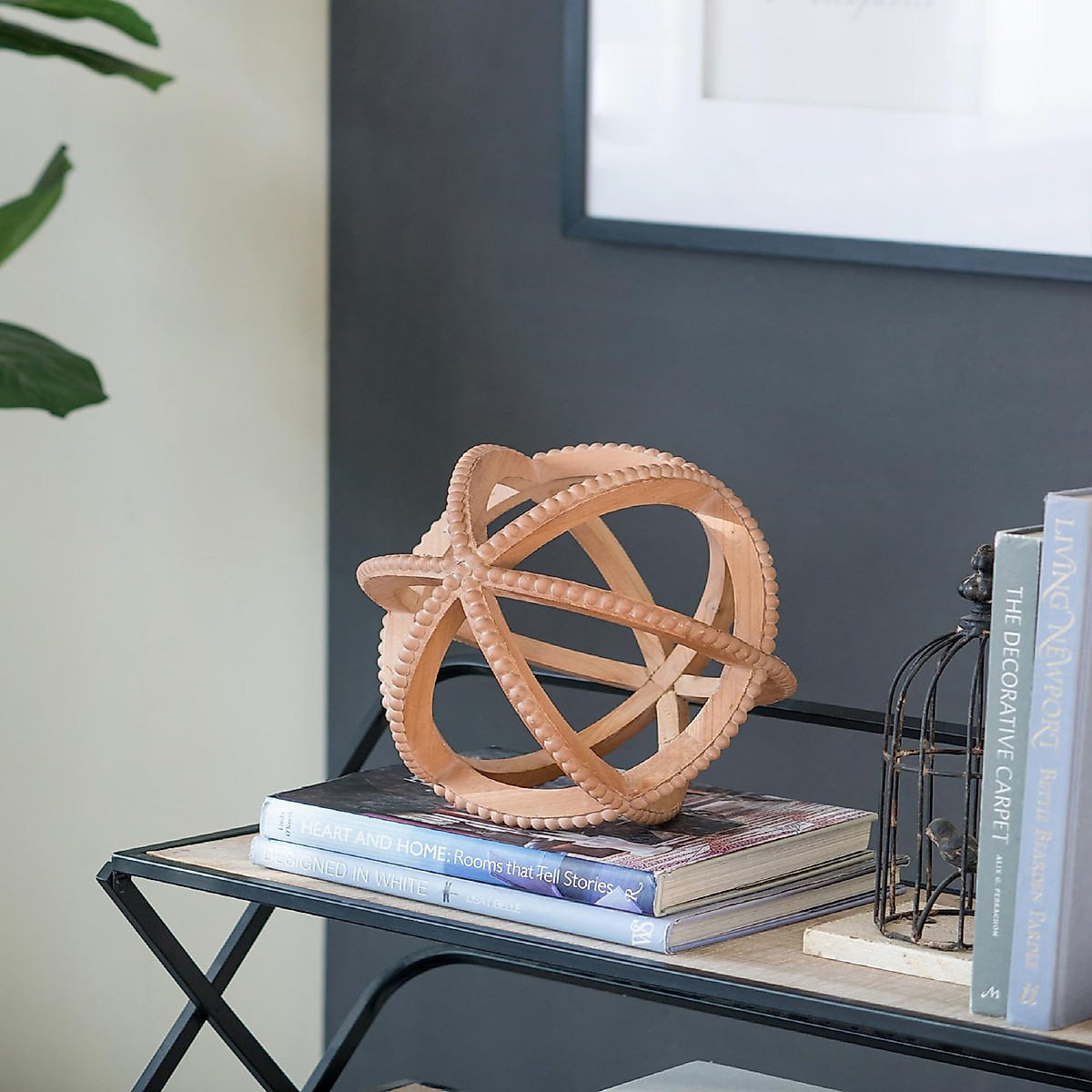 A & B Home 10 in W Round Natural Fir Wood and Resin Decorative Ball, Home Accent Décor