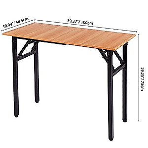 Folding Table Computer Desk, No Assembly Required, Sturdy and Heavy Duty Writing Desk for Small Spaces, Brown