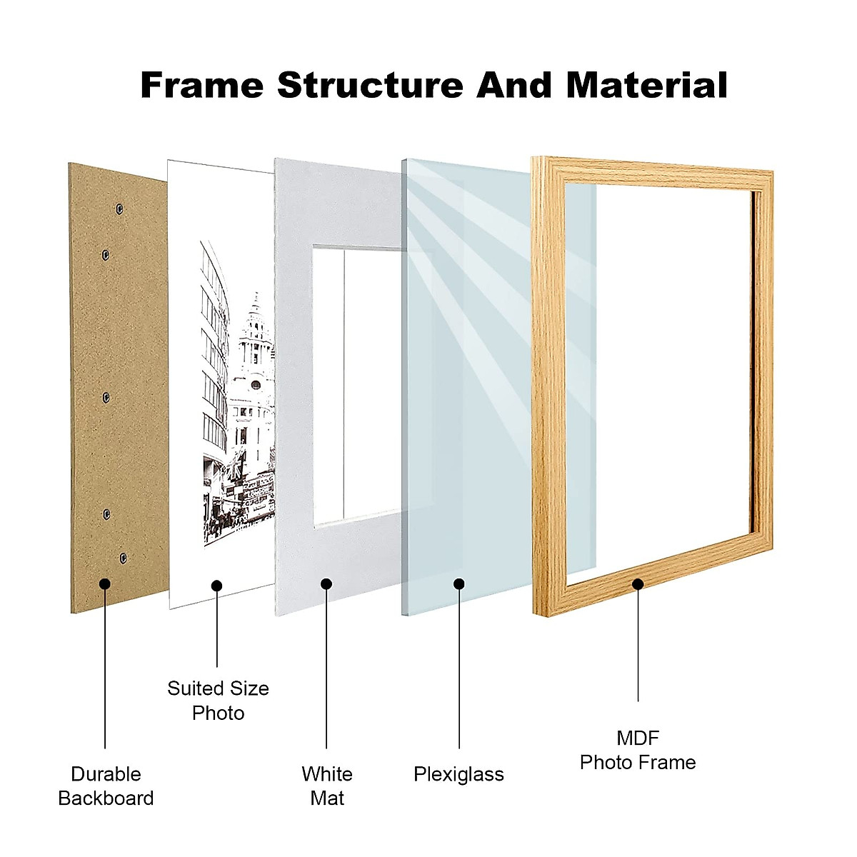 SEEDLING PHOTO FRAME 11x14 Picture Frame Set of 4, Display Pictures 8x10 with Mat or 11x14 Without mat,Wall Natural Wood Picture Frames 11x14(Natural Wood)