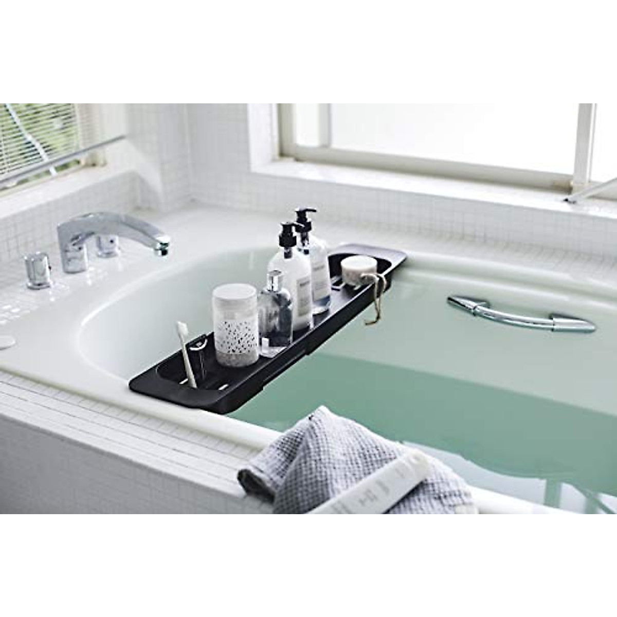 Yamazaki Home Tower Expandable Bathtub Caddy – Bathroom Tray Table Holder
