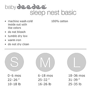baby deedee Cotton Sleep Nest Basic Sleeping Sack, Baby Sleeping Bag Wearable Blanket, Infants and Toddlers, Deep Sea Blue, Large (18-36 Months)