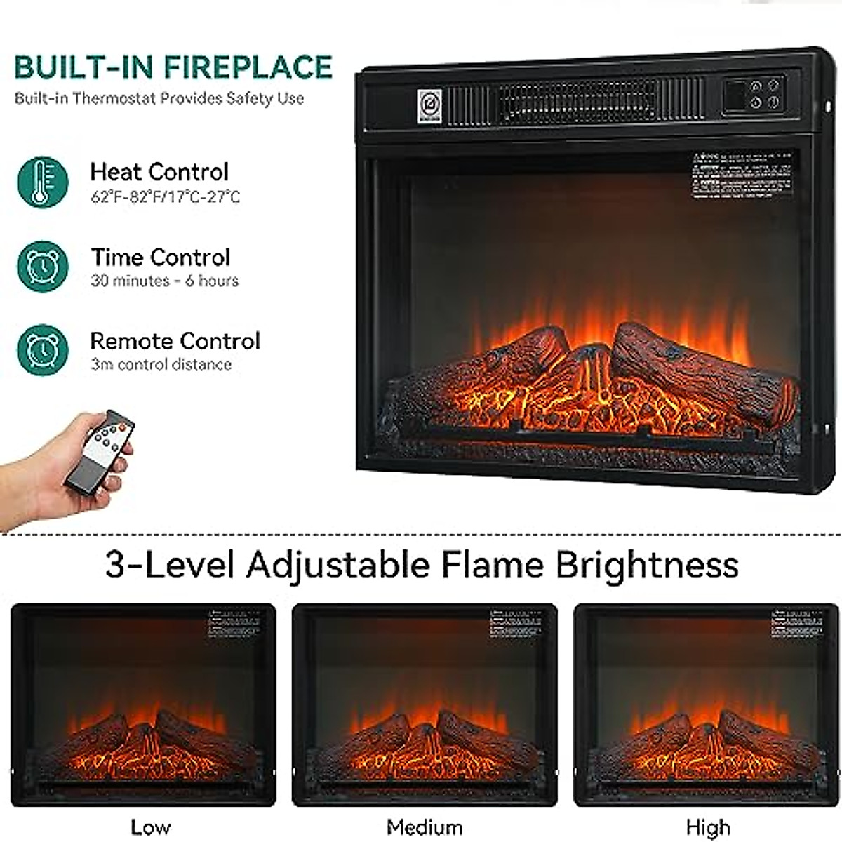 YITAHOME 70 Inch Electric Fireplace TV Stand for up to 80 Inch TVs, LED Entertainment Center with Fireplace for Living Room, Farmhouse Fireplace TV Cabinet with Storage (Grey)