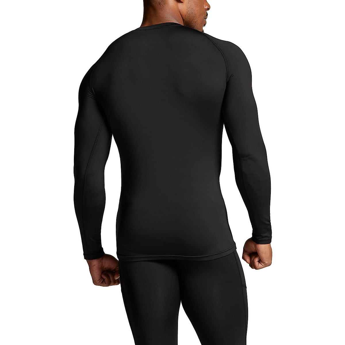 ATHLIO Men's Thermal Long Sleeve Compression Shirts, Winter Gear Sports Base Layer Top, Athletic Running T-Shirt, Active Top 3pack Black/Black/Black, Large
