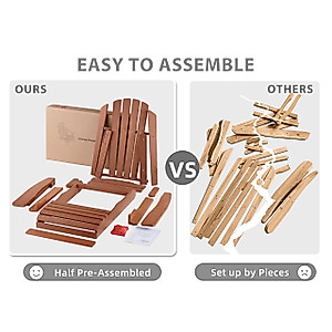 Oversize Wooden Outdoor Folding Adirondack Chair with Pre-Assembled BackRest & SeatBoard, Wood Patio Chair for Garden Backyard Porch Pool Deck Firepit