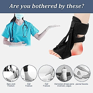 WSXUS Upgrade Plantar Fasciitis Night Splint with 3 Adjustable Straps for Women&Men, Relief Brace for Plantar Fasciitis, Foot Drop, and Achilles Tendonitis - Day and Night (Black)