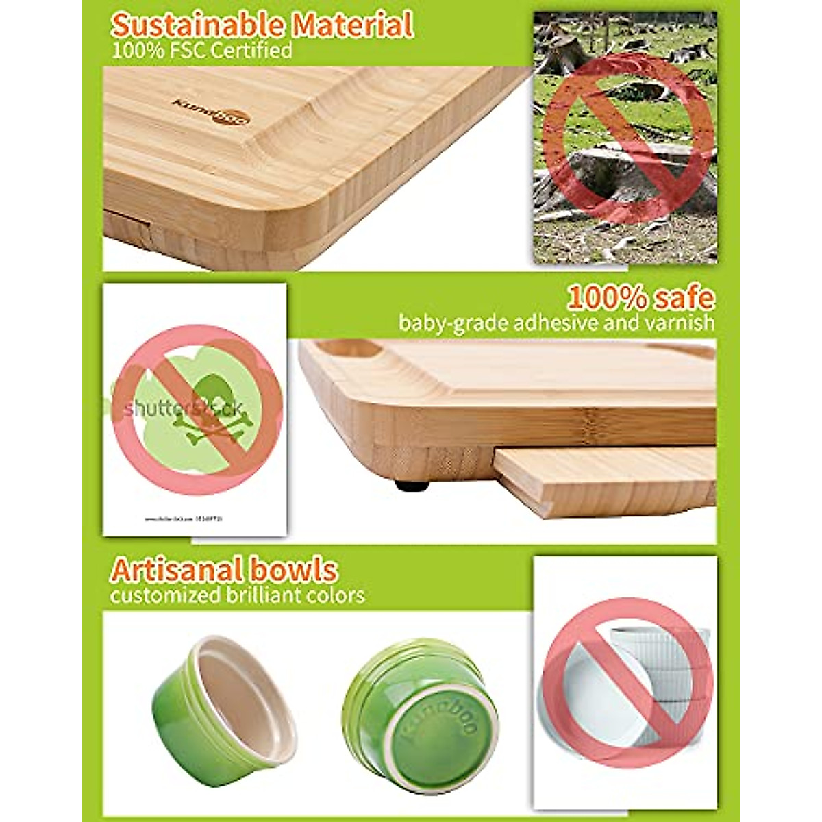 Kunaboo Bamboo Charcuterie Board Set-Green Ramekins-Climate Pledge Friendly Certified Cheese Board with Knife Set (FSC Certified eco-Friendly Bamboo)-Free Travel Canvas Bag-Cheese Boards Gift Set