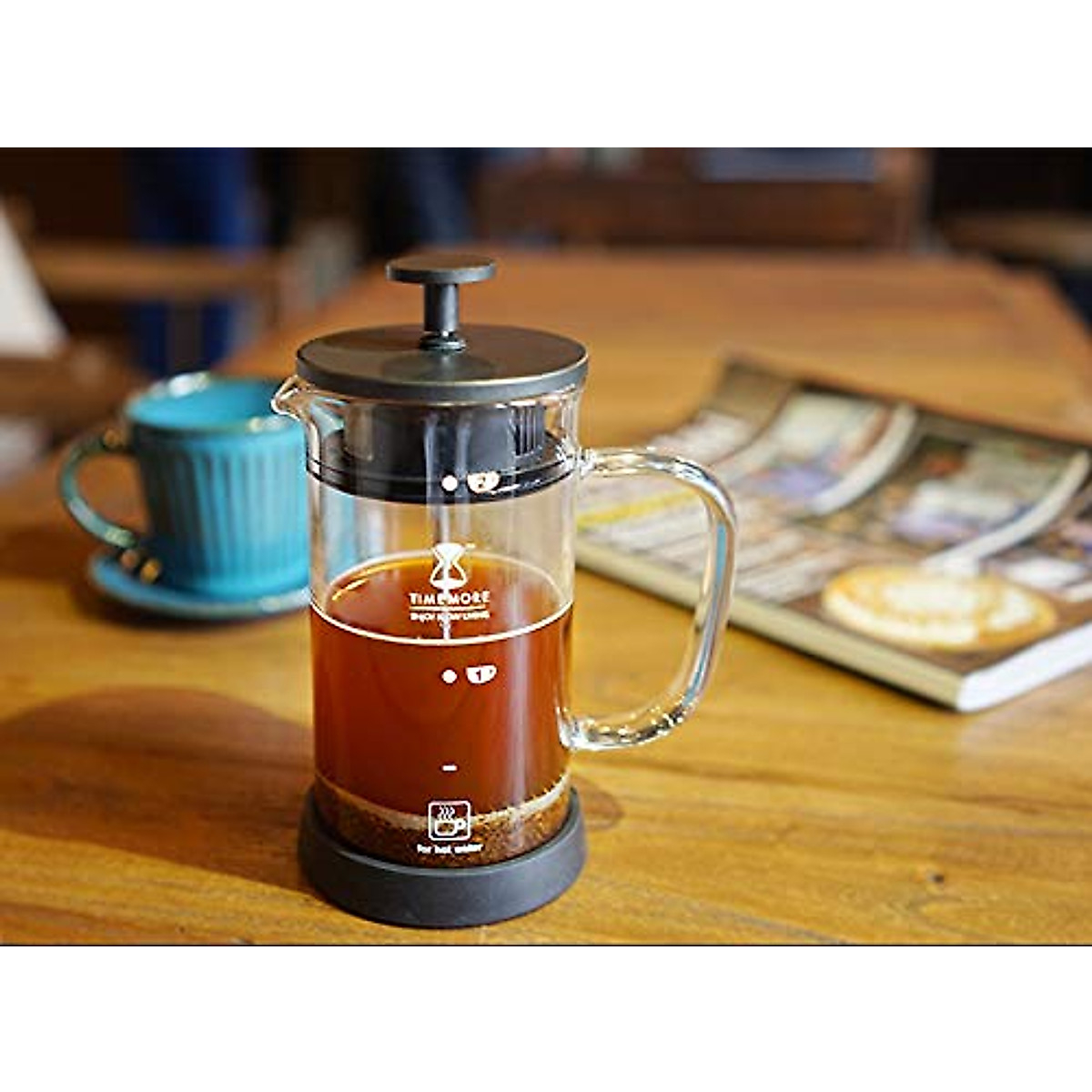 ElephantNum TIMEMORE French Press Coffee Maker Double Filter Mesh 600ml