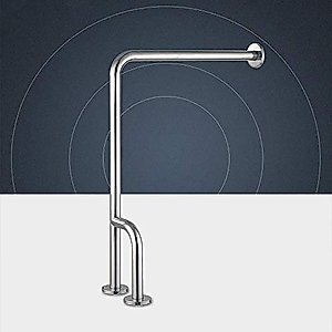 CRODY Bath Wall Attachment Handrails Grab Bar Rails Stainless Steel Curved Shower Grab Bar Wall Mounted Toilet Grab Rails with Legs Safety Floor-Standing Bathroom Handrail Multifunction Towel Rack/Rig