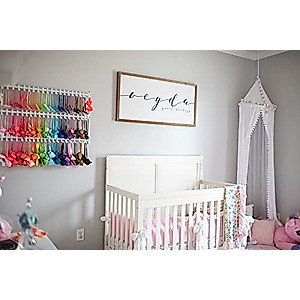 Ollirovey Metal 60 Hook 3ft Wide Headband Display and Headband Organizer for Girls Hair Bows Holds up to 240+ Hair Accessories 4 per Hook - Hooks Adjustable - Wall Mounted