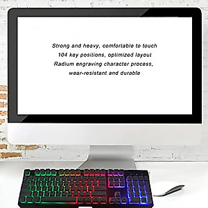 Kafuty-1 GK60 RGB Gaming Keyboard,USB Wired 104 Keys Colorful Backlit Keyboard with Wrist Rest,Detachable Mechanical Feel Gaming RGB Keyboard for Laptop,PC,Computer,Game and Work(White)