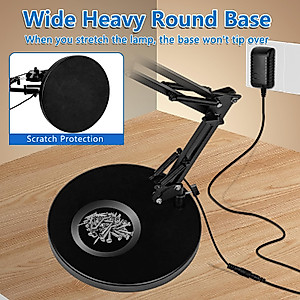 HITTI 【Upgraded Switch】 10X Magnifying Glass with Light, 2200 Lumens 2-1 Desk & Clamp Magnifying Lamp, Stepless Color and Brightness, Hands Free Magnifier Light and Stand for Crafts Workbench-Black