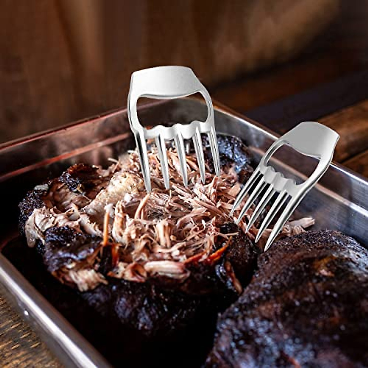 Stainless Steel Meat Claws Shredding & Heavy Duty Meat Shredder Tool - Meat Shredder Claws BBQ Tool for Shredding Meat, for Shredding Pulled Pork, Chicken, Beef, Turkey (Silver)