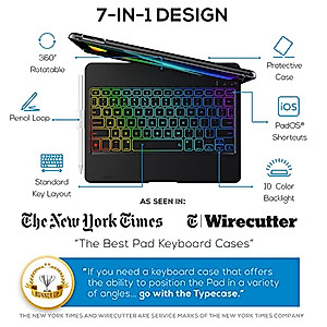 YEKBEE Case with Keyboard for iPad 9th Generation (10.2", 2021) | 360° | 7 Modes | Backlit | 12 Colors | Thin, Light & Protective for iPad 9, 8th & 7th Gen, Air 3, Pro 10.5 with Pencil Holder