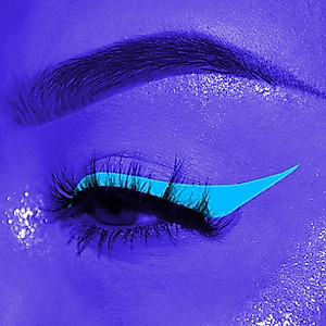 DELISOUL UV Neon Liquid Eyeliner, Matte Colored Eyeliner Pen, Waterproof Smudge-proof Pigmented Eye Liner, Glow Brightly Under UV Lights, Colorful Eye Makeup For Rave Party Music Festival, Neon White