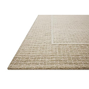 Loloi Chris Loves Julia x Briggs Collection, Wheat & Ivory, 7'-9" x 9'-9" Area Rug – Minimal Gritted Design Area Rugs for Living Room Bedroom Entryway & Hallway No Shed High Traffic Home Decor Rug