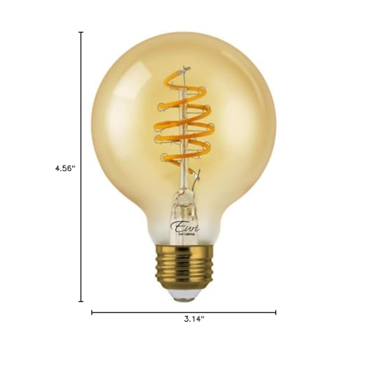 Euri Lighting VG25-3020ad, Dimmable LED G25 Filament, 4.5W, 250lm, 80 CRI, Warm White (2200K), 320° Beam, E26, 120V, Amber Glass, Wet Rated, UL, 2YR, 15K HR WTY, One Count
