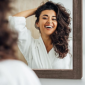 Autumn Alley Farmhouse Bathroom Mirror - Rustic Mirror - Vanity, Bathroom and Bedroom Mirror Wall- Country Farmhouse Decor, Mirror Barn Door Wood, Galvanized Metal, Small Size: 20" x 28", Brown