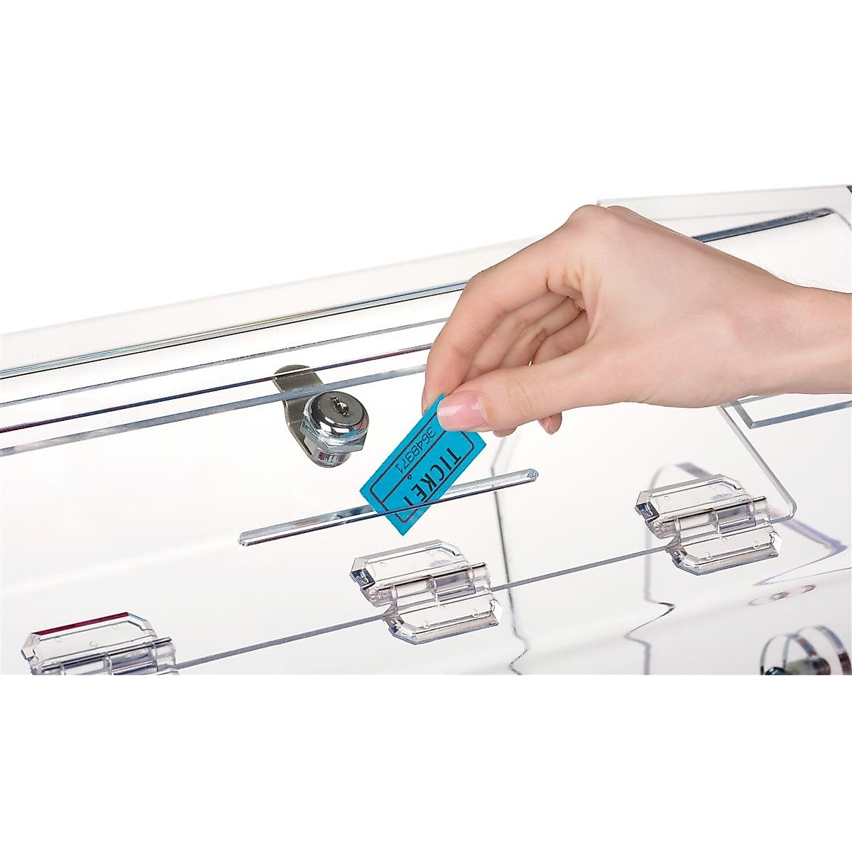 Displays2go Clear Acrylic Raffle Drum, Locking Door and Easy-Turn Lever - Large