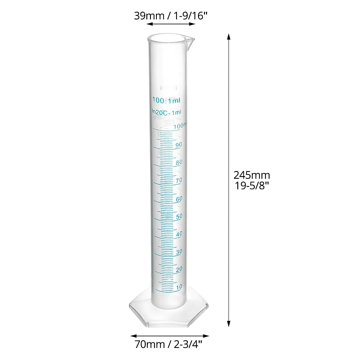 QWORK 100ml Polypropylene Plastic Beakers – Laboratory Test Beakers with Hexagonal Base, 20-Pack Transparent Measuring Cylinder Dual-Sided Measurement Lines, Science Projects & Home Use