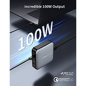 MOMAX USB C Charging Station, 100W GaN USB C Charger with 6.56ft Cord, Fast USB C PD Charger Hub with 2USB-C, 2USB-A, PPS, QC, Desk Charging Station for iPhone14/13/12, MacBook Pro/Air, Laptop, etc