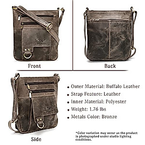 LUXEORIA Genuine Leather Crossbody Sling Bag for Women Men Rustic - Hunter Brown