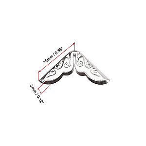 uxcell Metal Book Corner Protectors Edge Cover Guard 15X15X3mm Silver Tone 30pcs