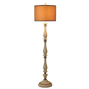 Collective Design L71520ADSAM Charlton, Crackled White and Gold Finish, Taupe Hardback Silk Shade Floor Lamp