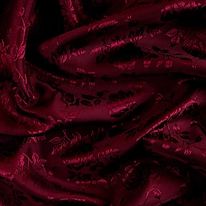 Rose Satin Jaquard Burgundy, Fabric by the Yard
