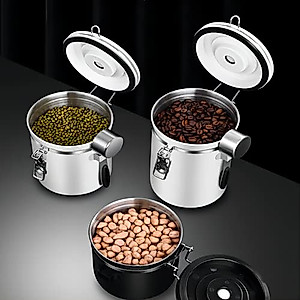 Coffee Canister, Airtight Stainless Steel Coffee Containers with Date Tracker and Scoop, 22OZ , White (Large)