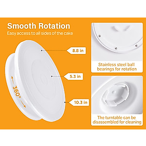 Kootek 69pcs Cake Decorating Supplies Kit, Cake Decorating Set with Cake Turntable Stand, 12 Numbered Icing Piping Tips, 50 Pastry Bags, Straight & Angled Spatula, 3 Scraper & Other Baking Supplies
