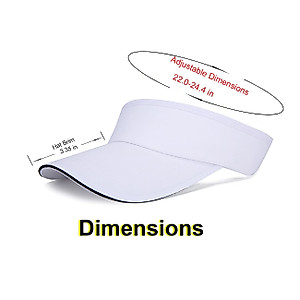 VOVCIG Adjustable Empty Top Sun Hat White Visors for Women Beach Sports Sun Hat Men Women Sun Sports Visor Hat (White)