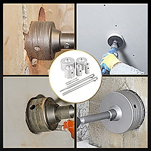 FF ERA 9PCS Concrete Hole Saw Kit - Tungsten Steel for SDS Plus and SDS MAX Shank - Masonry Wall Hole Opening Diamond Core Drill Bit - Hole Saw Set for Concrete Brick Cement Stone Tile Wall