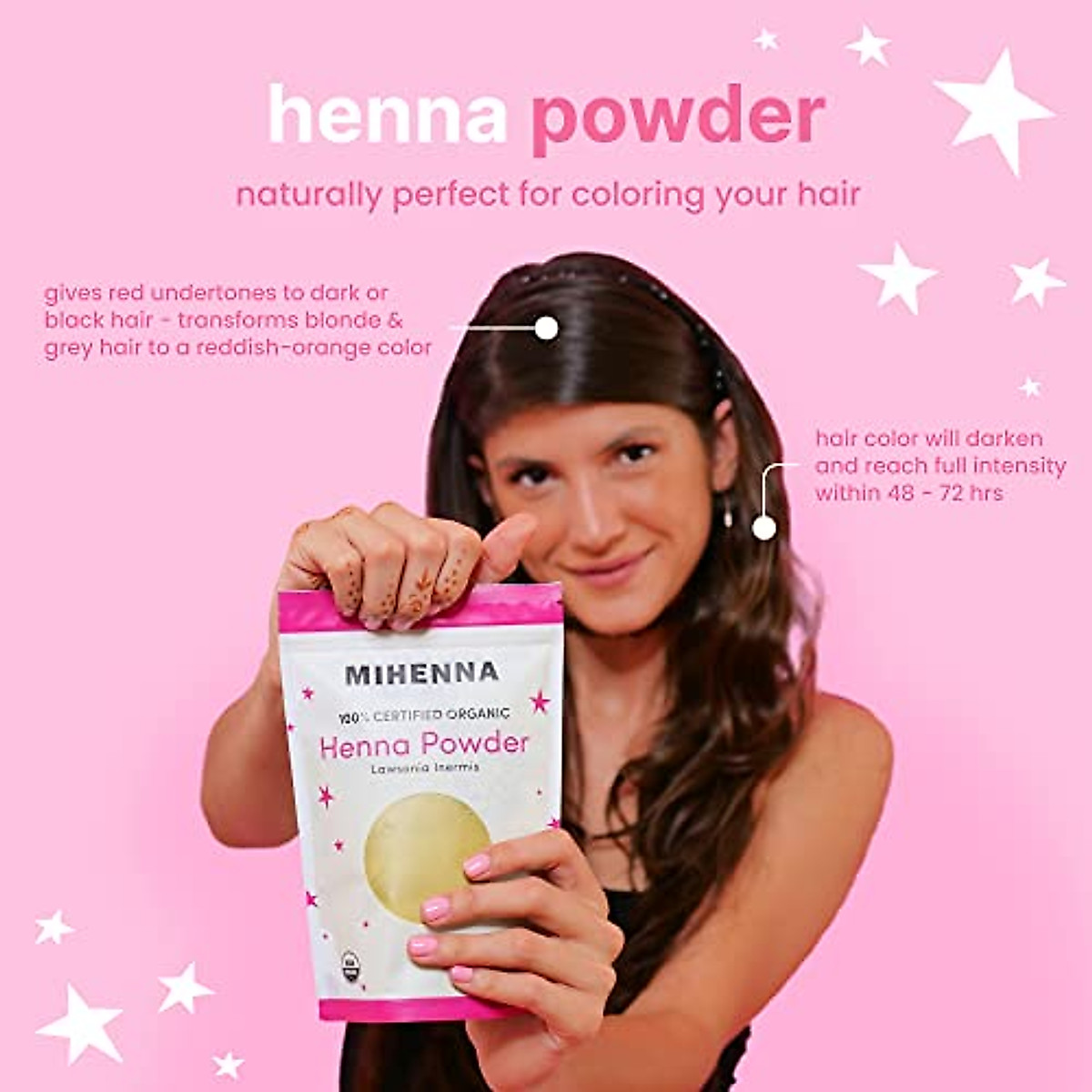 Mihenna Henna Powder for Hair | Organic USDA Certified | Pure |Long-Lasting | 100 grams