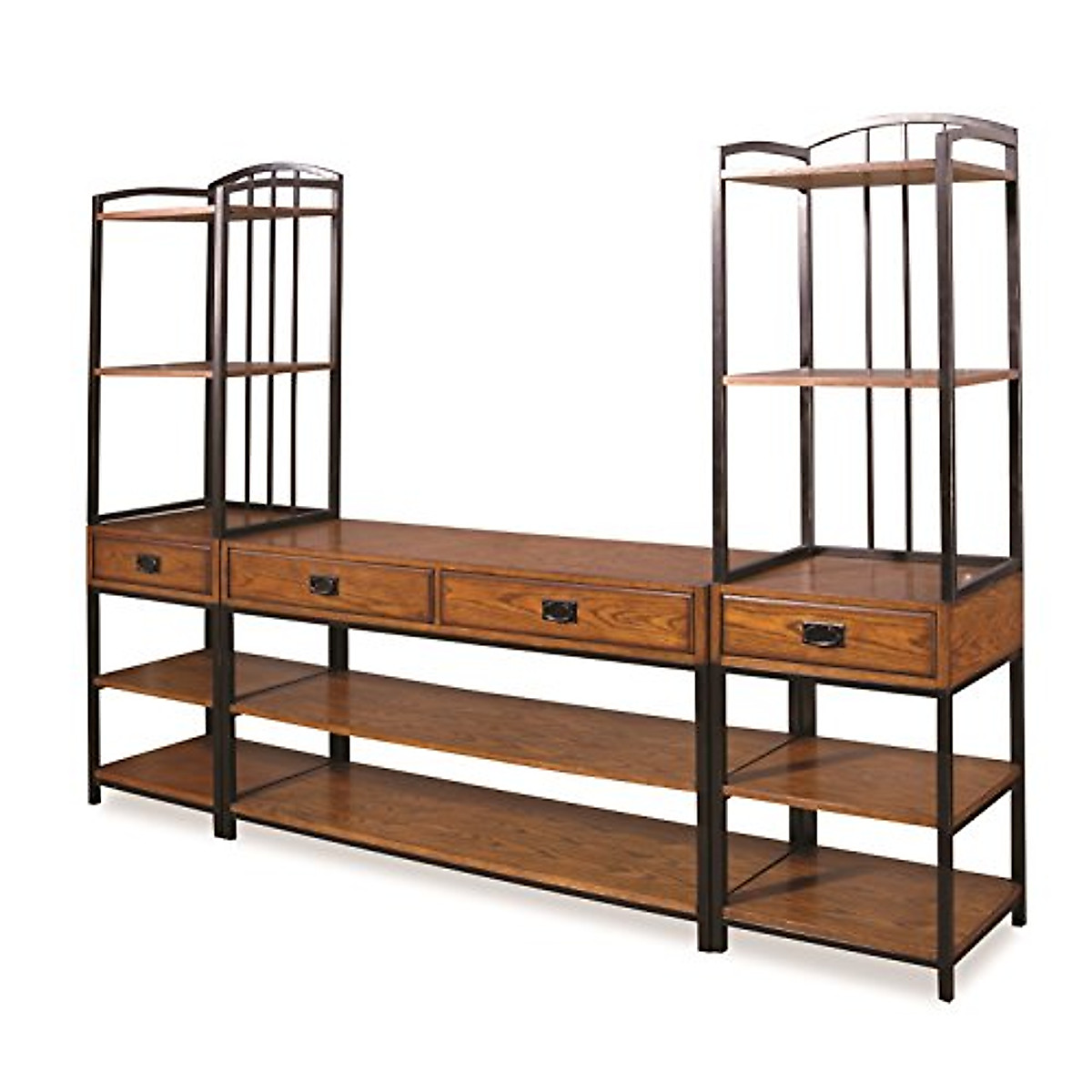 Modern Craftsman Distressed Oak 3Piece Entertainment Center by Home Styles