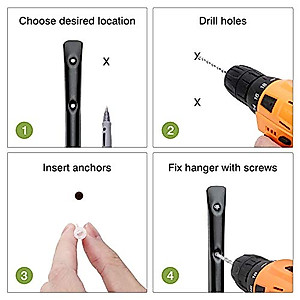 Yisunnan Heavy Duty Giant Garage Storage Hook Wall Mounted Utility Hanging Rack for Surfboard,Ladder,Kayak (6 Pcs Black 10" J Hook)