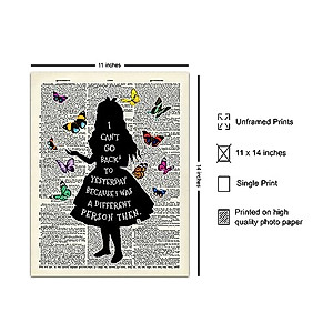 Alice in Wonderland Quote Art 11x14 - Funny Sayings Wall Decor - Alice in Wonderland Decor - Trendy Room Decor - Womens Bedroom Decor - Office Decoration - Inspirational Quotes - Lewis Carroll