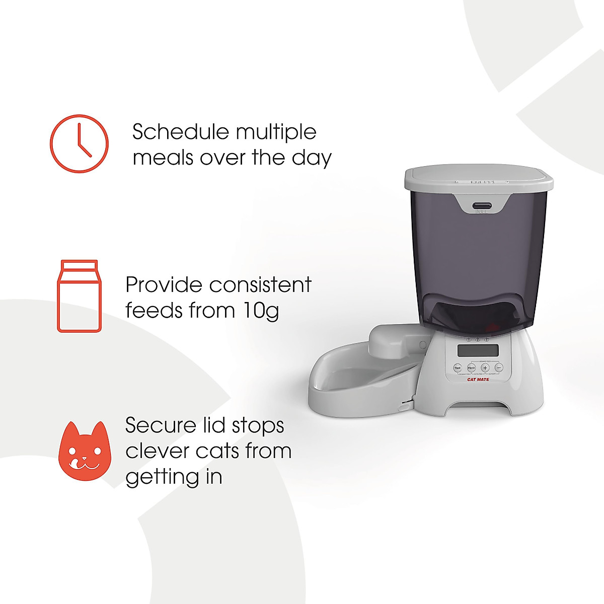 Cat Mate C3000 Automatic Dry Food 3-Meal Feeder, BPA Free for Cats & Small Dogs