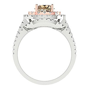 Clara Pucci 1.95 carat Round Cut Halo Solitaire Yellow Moissanite Bridal Wedding Anniversary Ring Band set 14k White Rose Gold 3.75