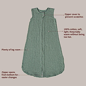 PRIMLECT Baby Sleep Sack 12-18 Months, Muslin Baby Wearable Blanket，2-Way Zipper Toddler Sleeping Sack, Light & Breathable Sleep Sacks 0.5 TOG