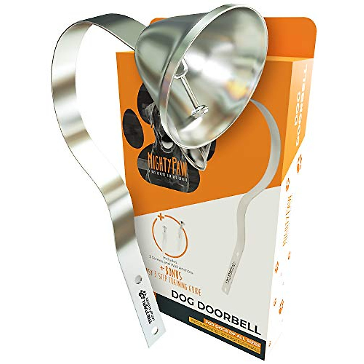 Mighty Paw Metal Potty Bell, an All Metal Dog Doorbell with Sleek Silver Bell and Support, The Thick-Walled Durable Bell Optimizes Sound Quality. Includes Free Training Tips