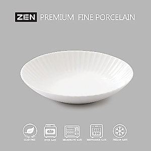 ZEN Pleats Porcelain Salad Pasta Bowls 28oz Set of 6 (Mixed Color)