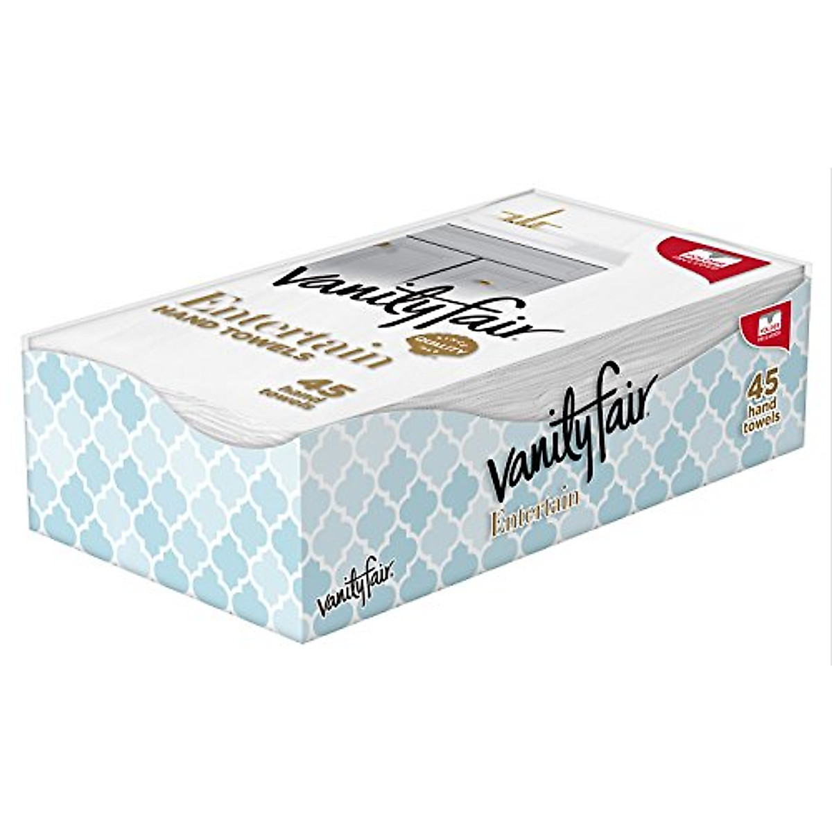 Vanity Fair Entertain Disposable Hand Towel, 45 Paper Hand Towels, Includes Holder (Holder Design May Vary)